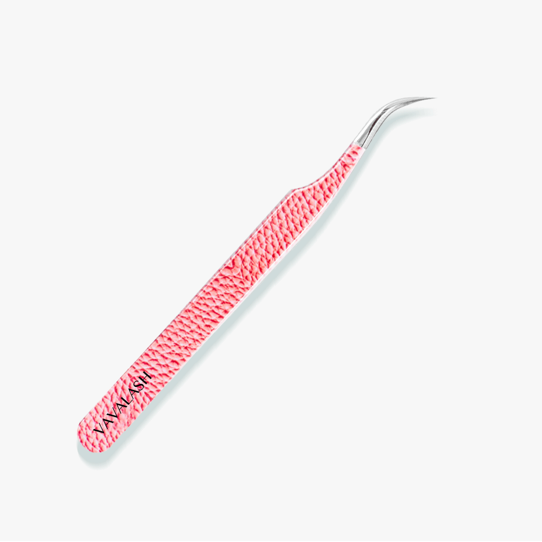 VD-04 Pink Leather Pattern Professional Eyelash Extensions Tweezer ...